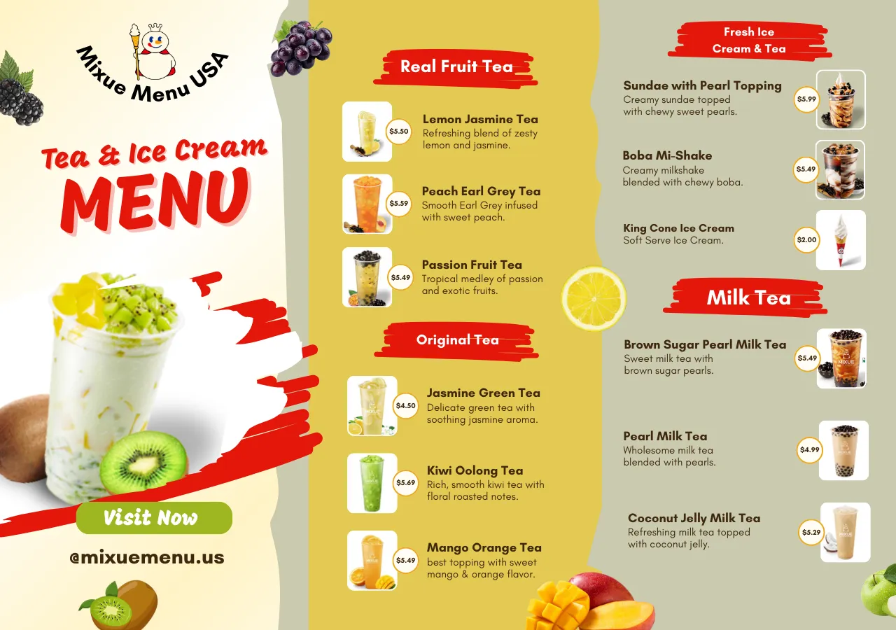 Mixue Menu USA With Prices, Ice Cream & Milk Tea Guide